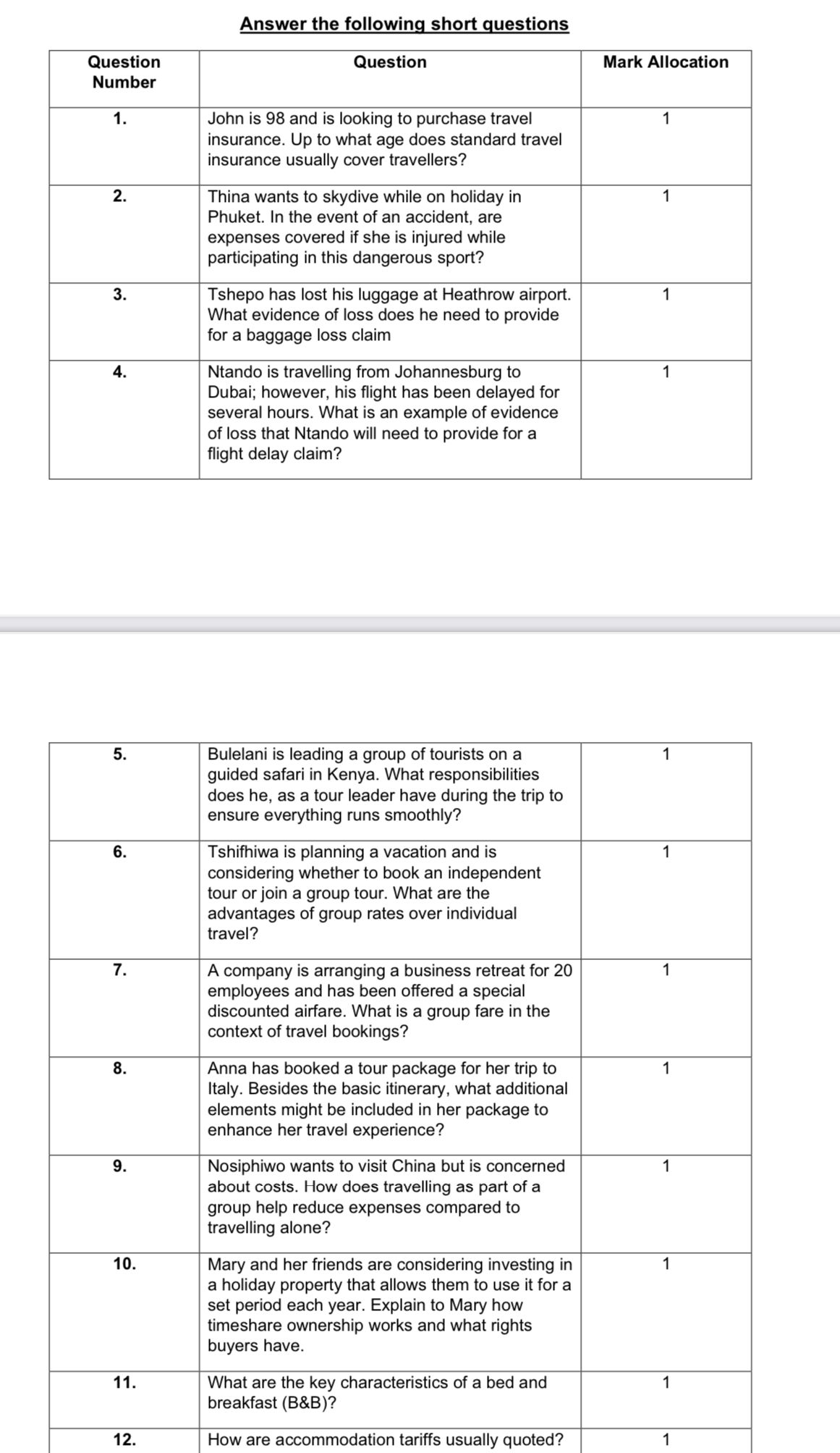 Answer the following short questions | StudyX