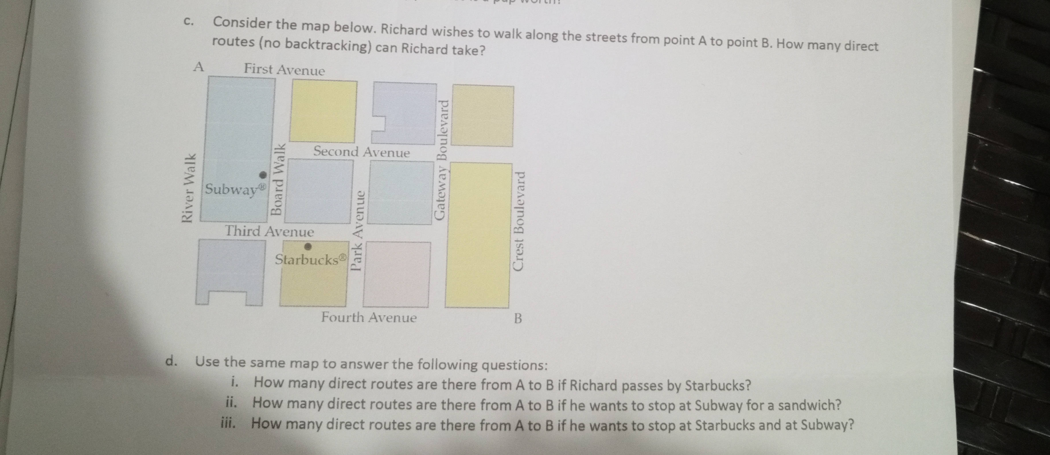 c. Consider the map below. Richard wishes to | StudyX