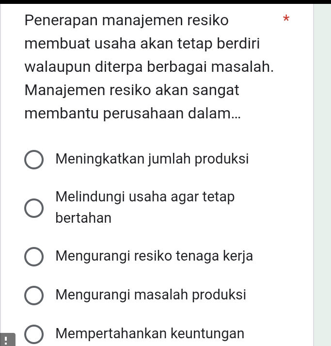Penerapan manajemen resiko membuat usaha | StudyX