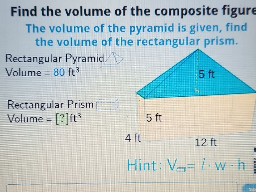 Find the volume of the composite figure. | StudyX