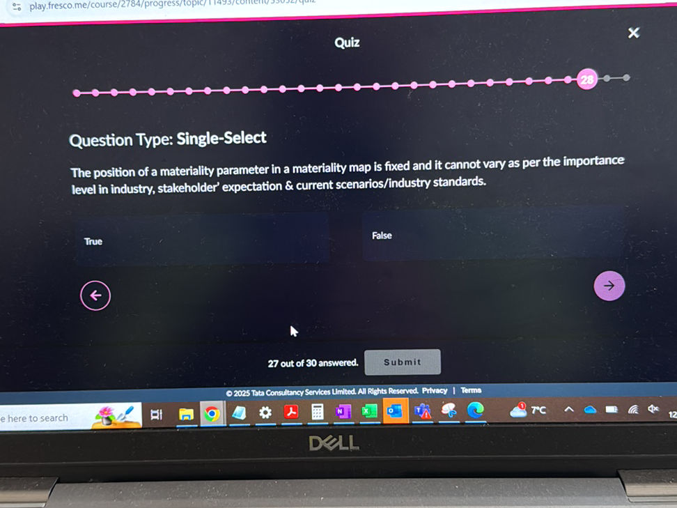 The position of a materiality parameter in a | StudyX