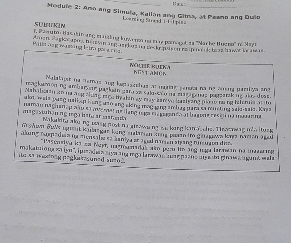 Module 2: Ano ang Simula, Kailan ang Gitna, | StudyX