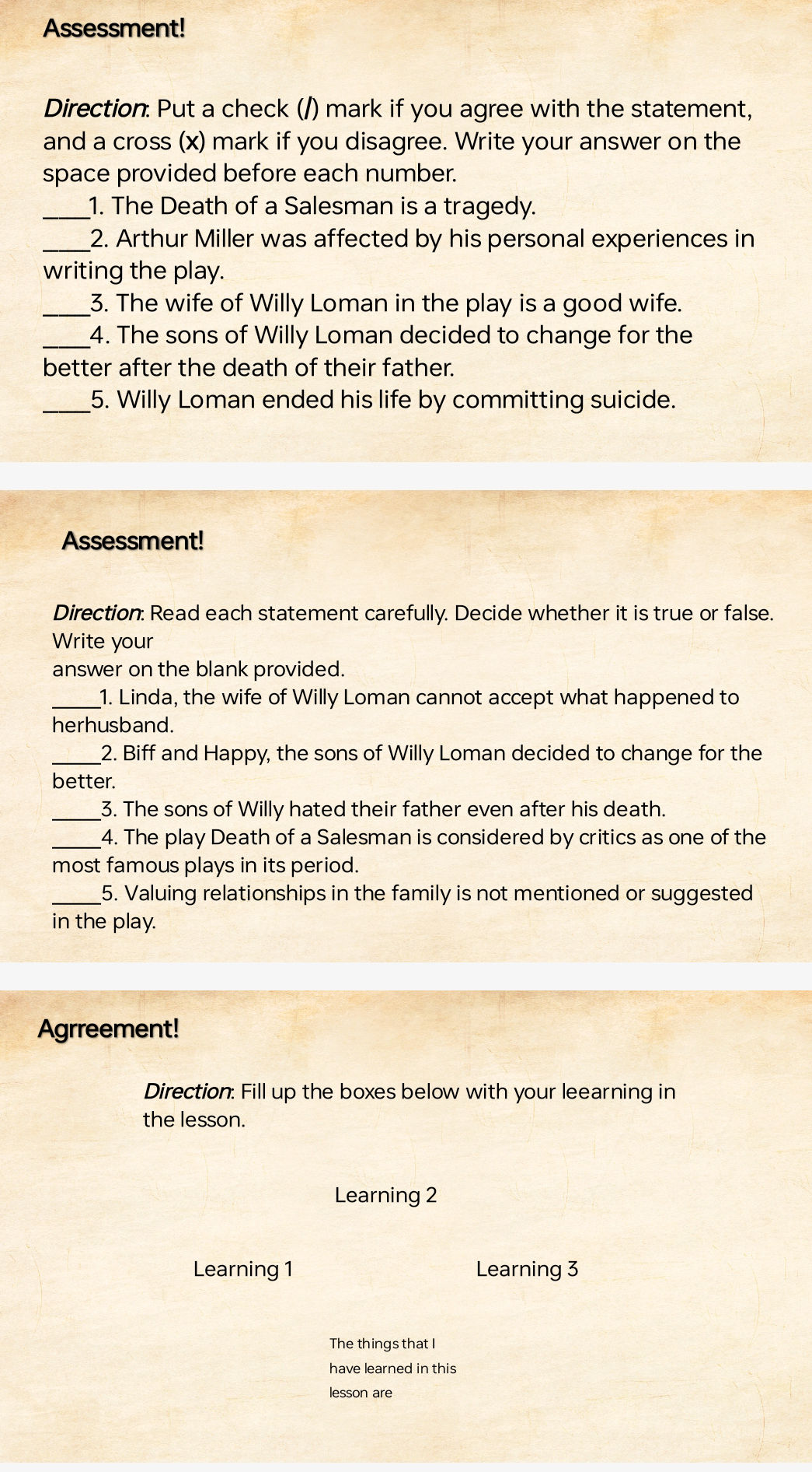 Direction: Put a check (/) mark if you agree | StudyX