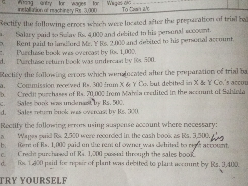 Rectify the following errors which were | StudyX