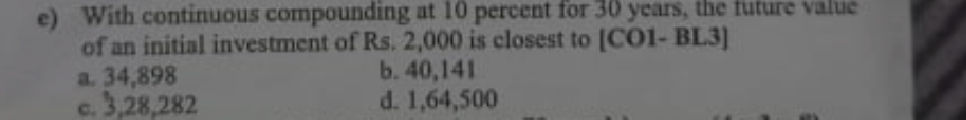 e) With continuous compounding at 10 percent | StudyX