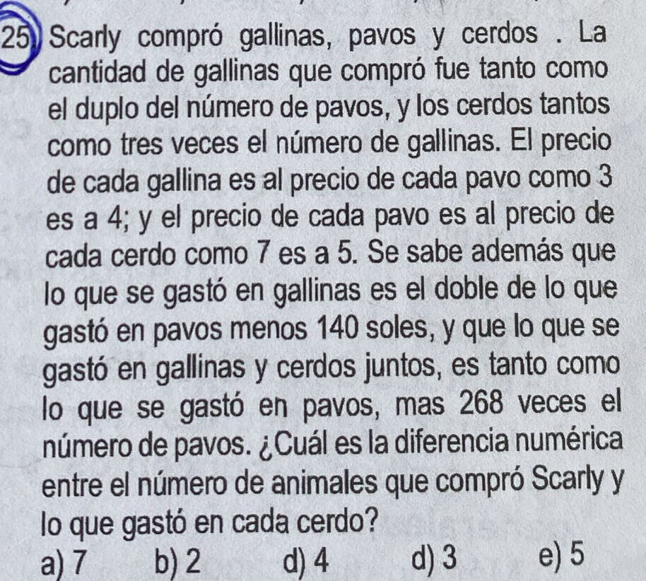 25 Scarly compró gallinas, pavos y cerdos. | StudyX