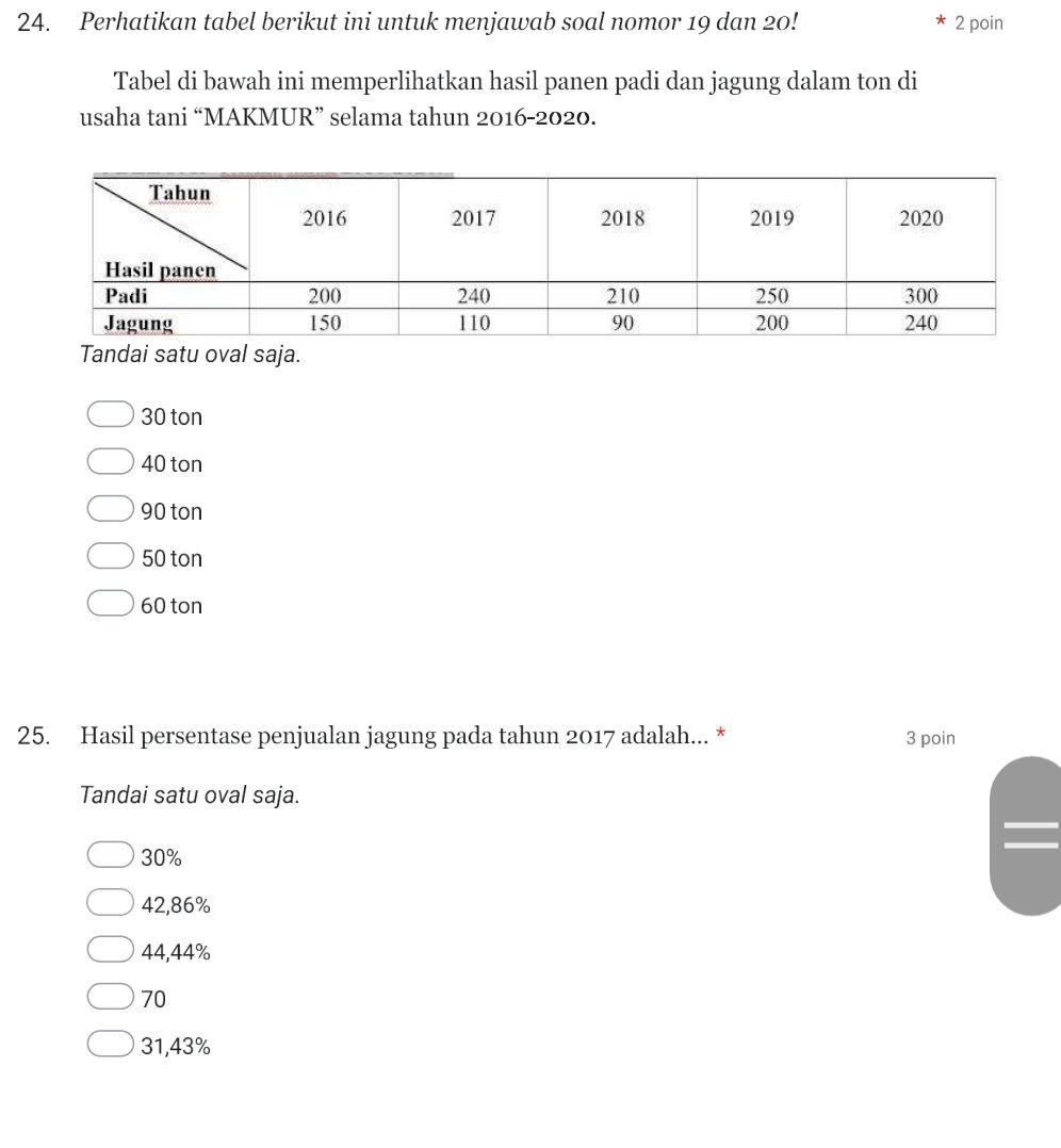 24. Perhatikan tabel berikut ini untuk | StudyX