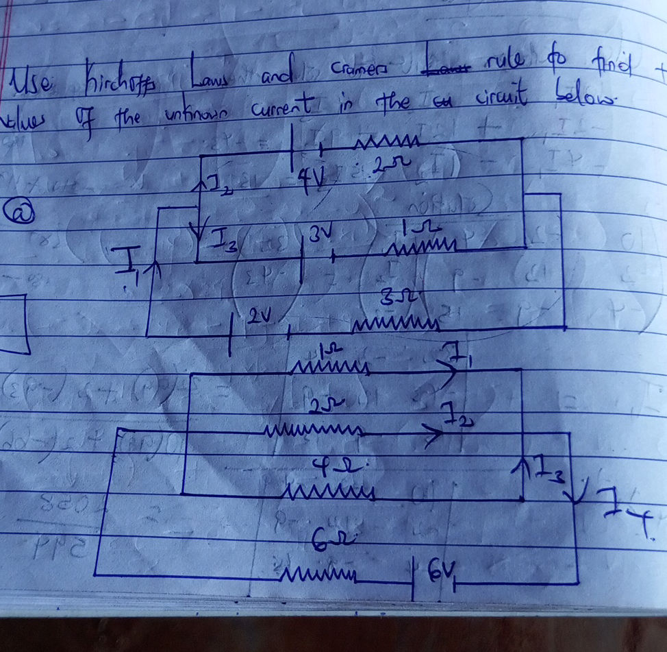 Use Kirchhoff's Laws and Cramer's rule to | StudyX