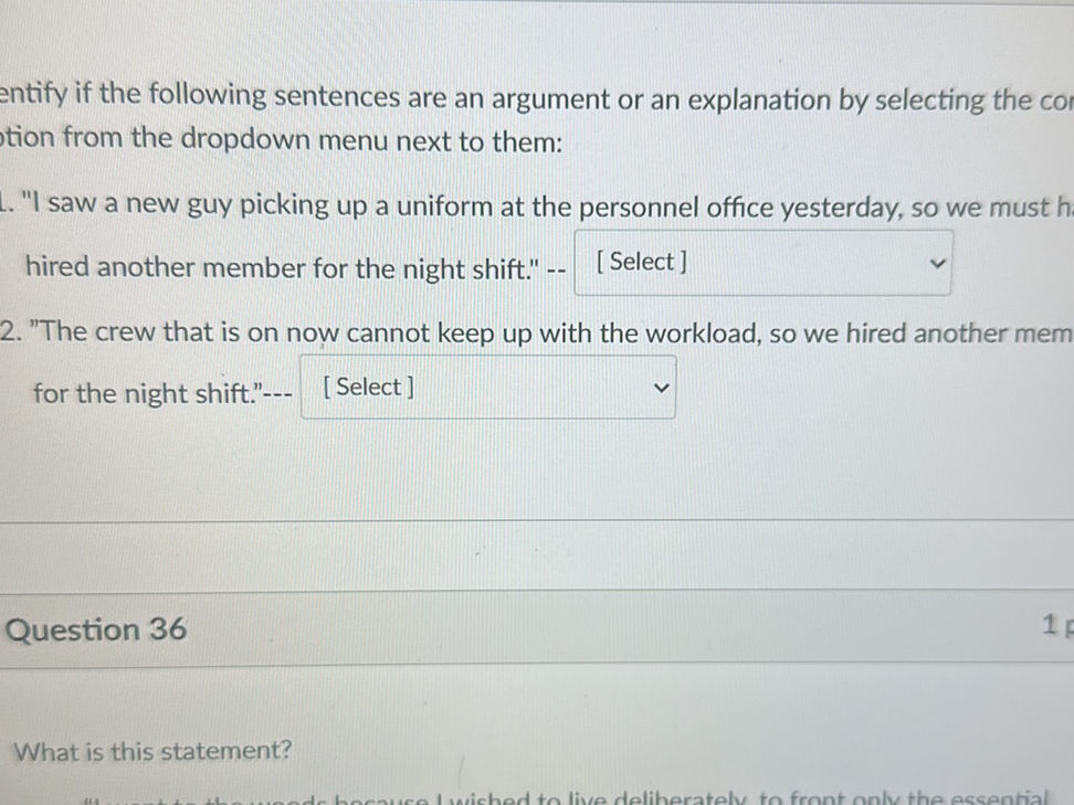 Identify if the following sentences are an | StudyX