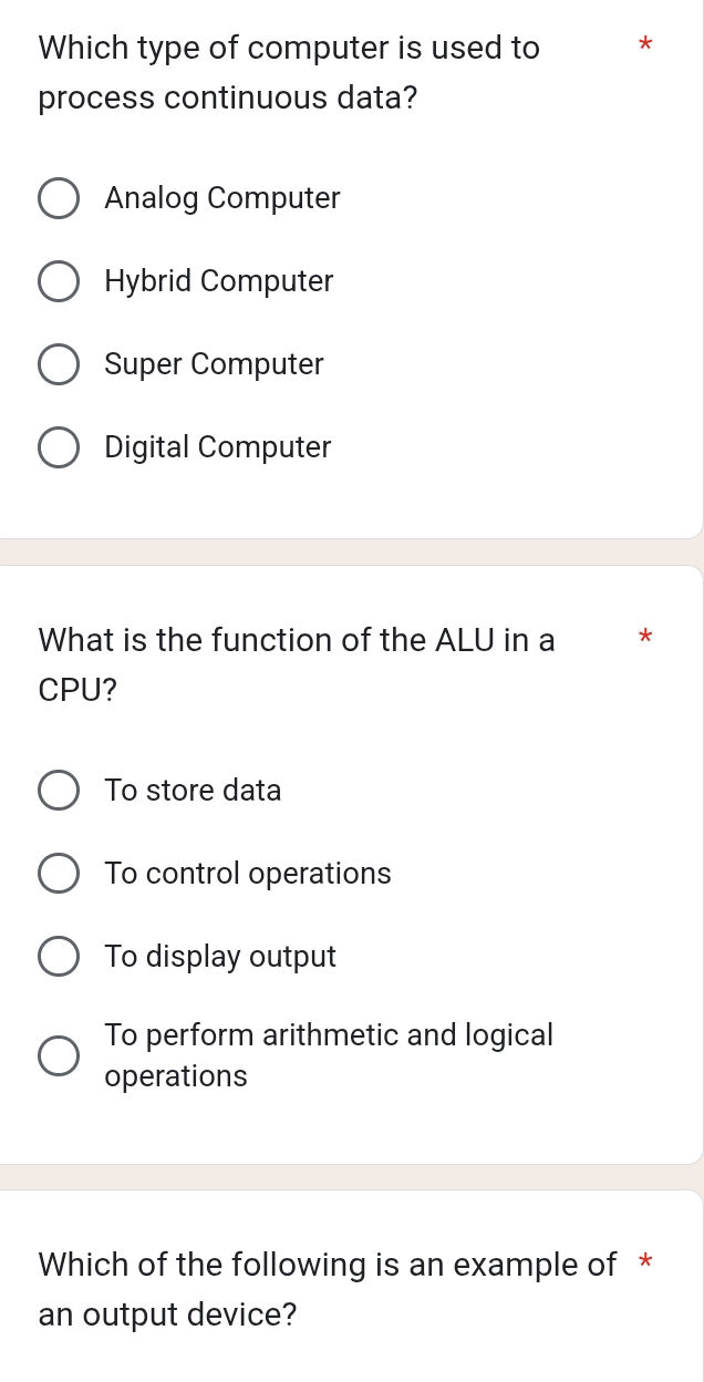 Which type of computer is used to process | StudyX