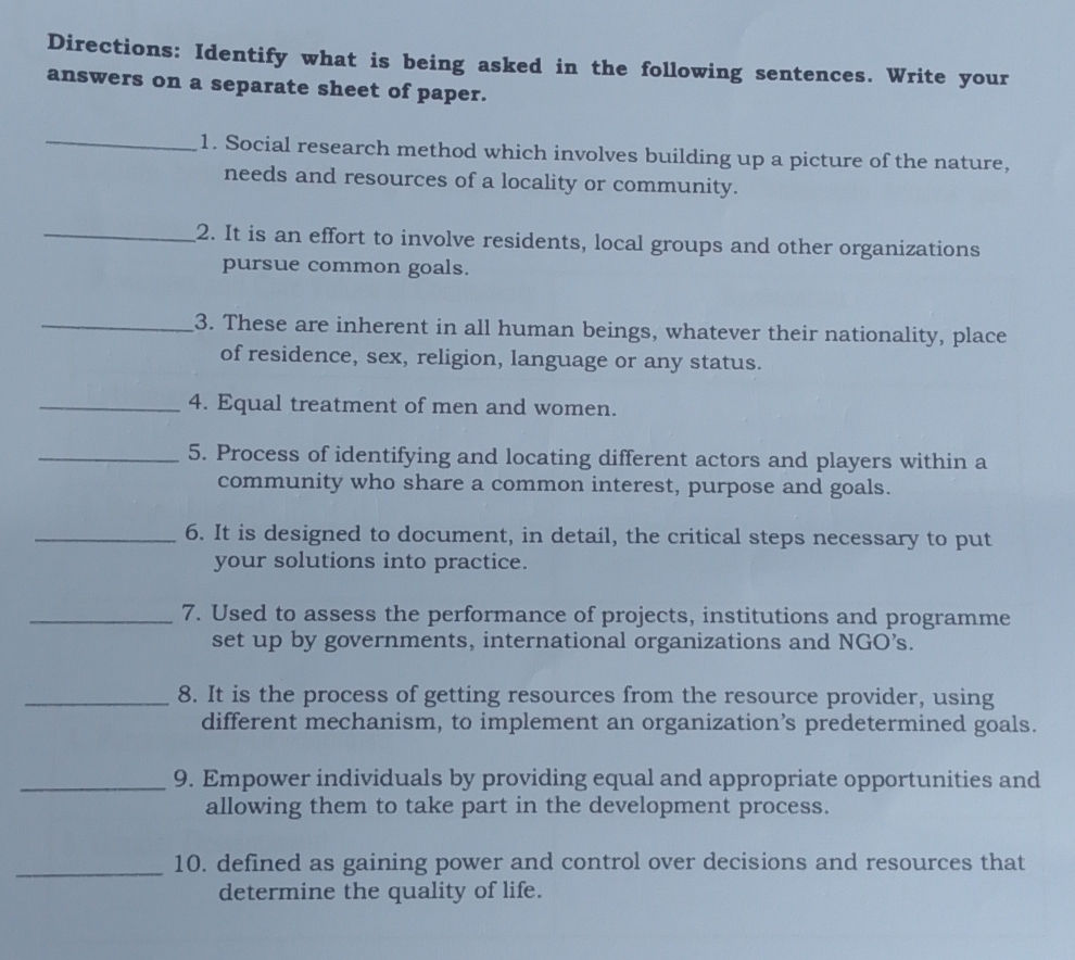 Directions: Identify what is being asked in | StudyX