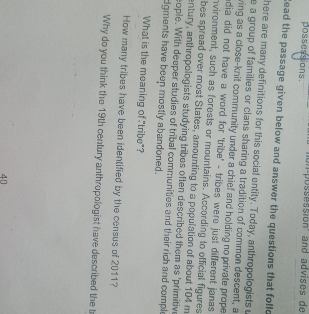 Read the passage given below and answer the | StudyX