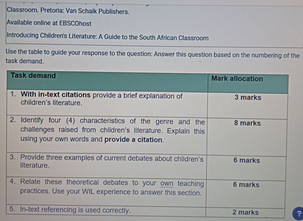 Use the table to guide your response to the | StudyX