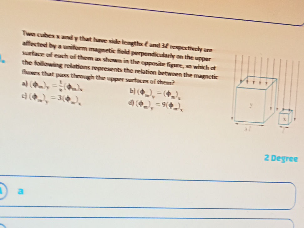 Two cubes x and y that have side lengths \( | StudyX