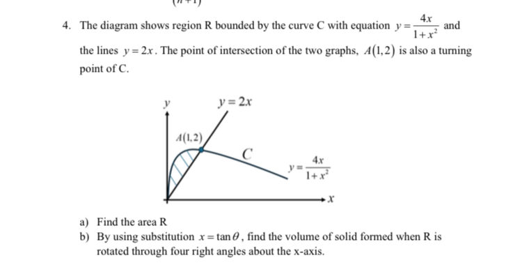 4. The diagram shows region R bounded by the | StudyX