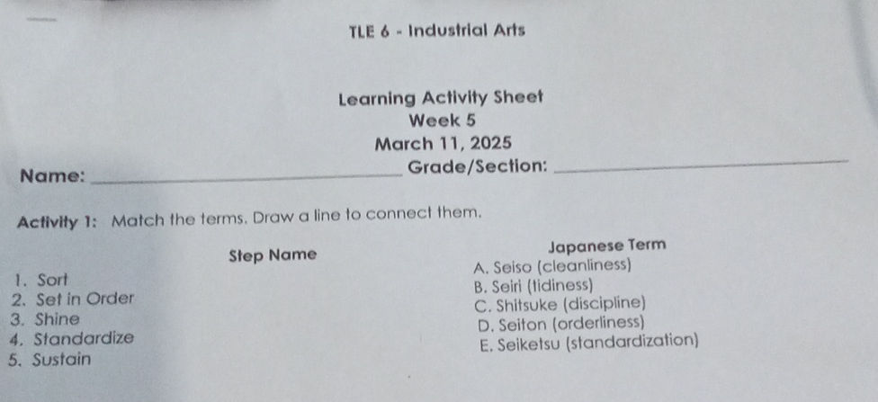 Activity 1: Match the terms. Draw a line to | StudyX