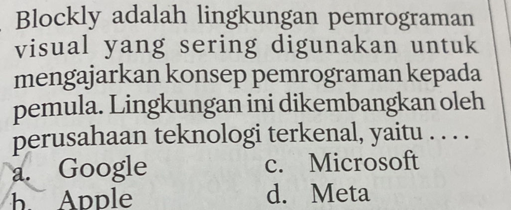 Blockly adalah lingkungan pemrograman visual | StudyX