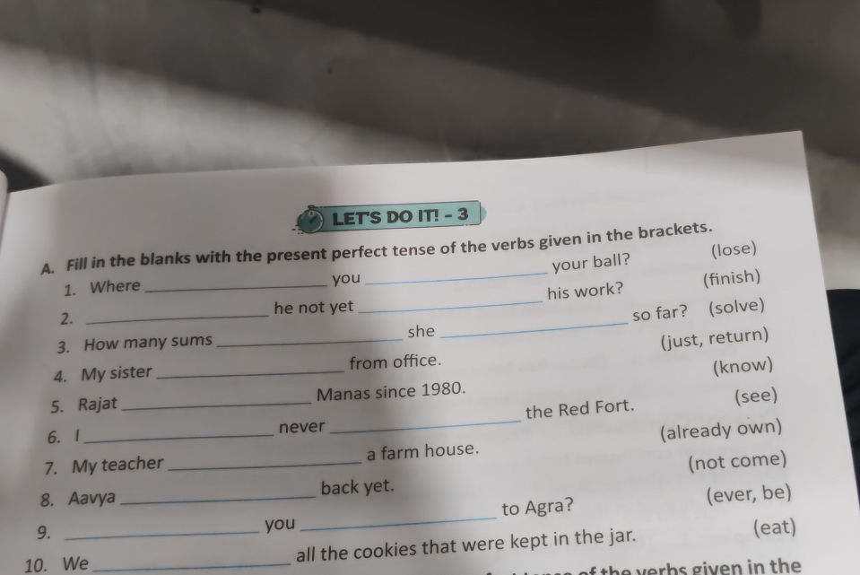 A. Fill in the blanks with the present | StudyX