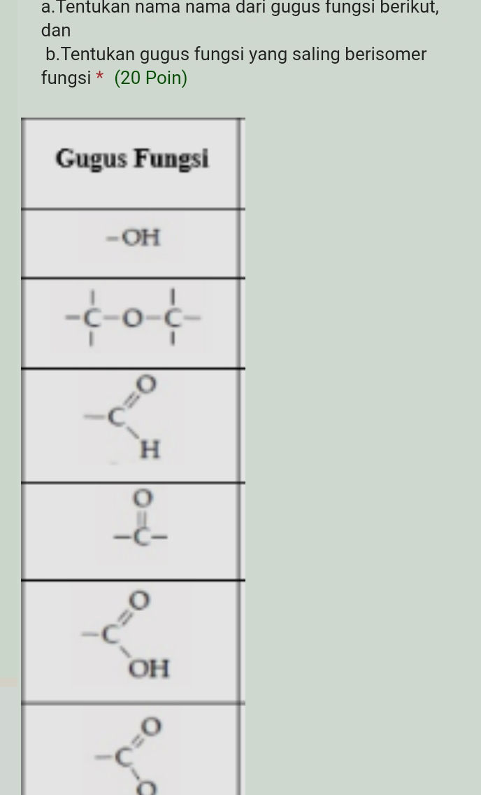 a. Tentukan nama nama dari gugus fungsi | StudyX