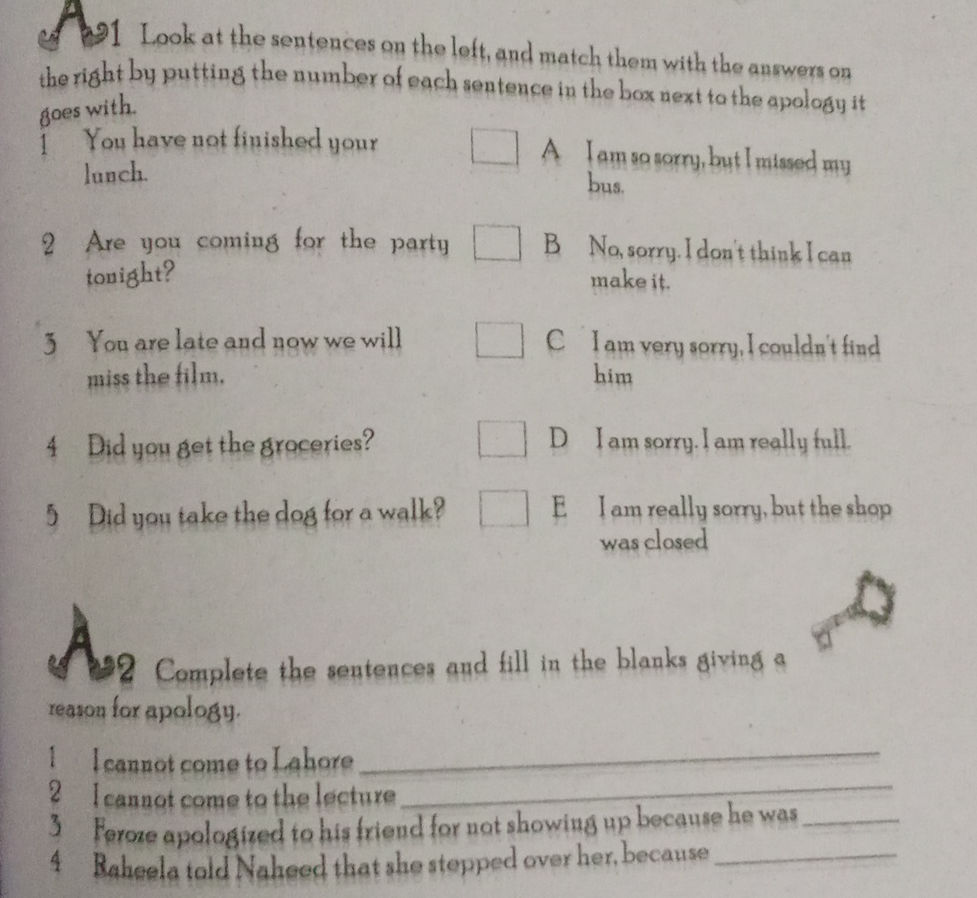 A1 Look at the sentences on the left, and | StudyX
