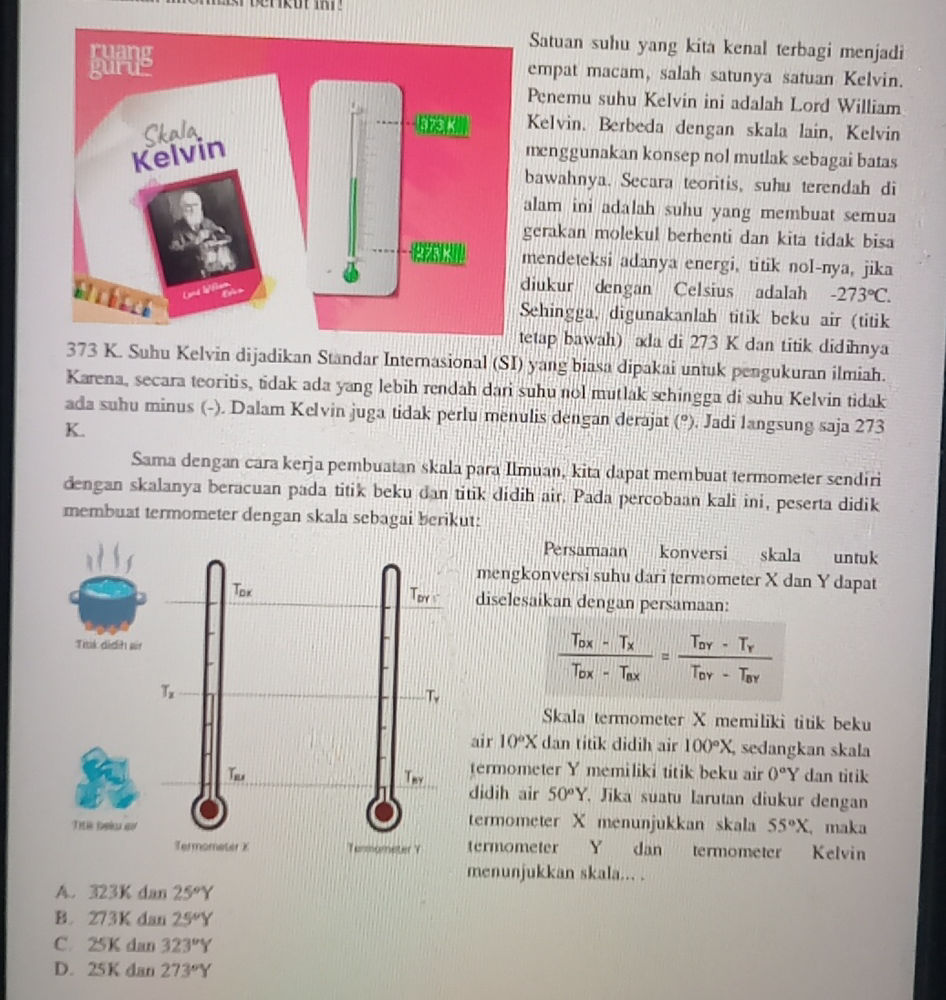 Skala termometer X memiliki titik beku air | StudyX