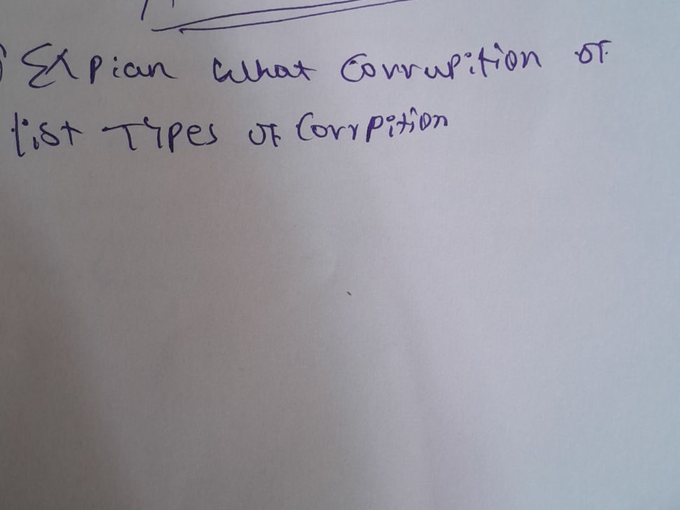 Explain what corruption is. List types of | StudyX