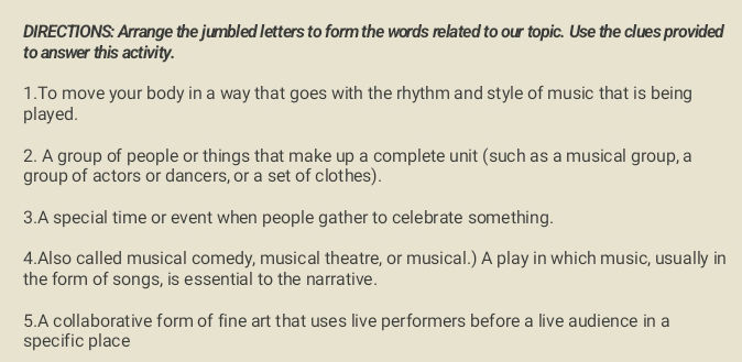 DIRECTIONS: Arrange the jumbled letters to | StudyX