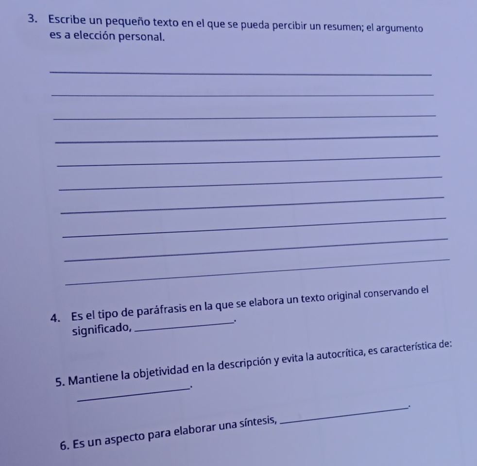 Escribe un pequeño texto en el que se pueda