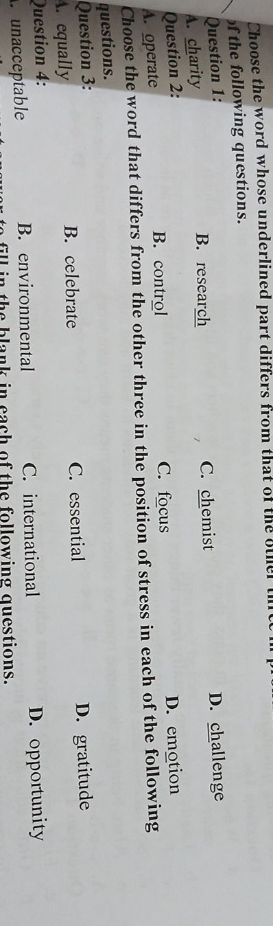 Choose the word whose underlined part | StudyX