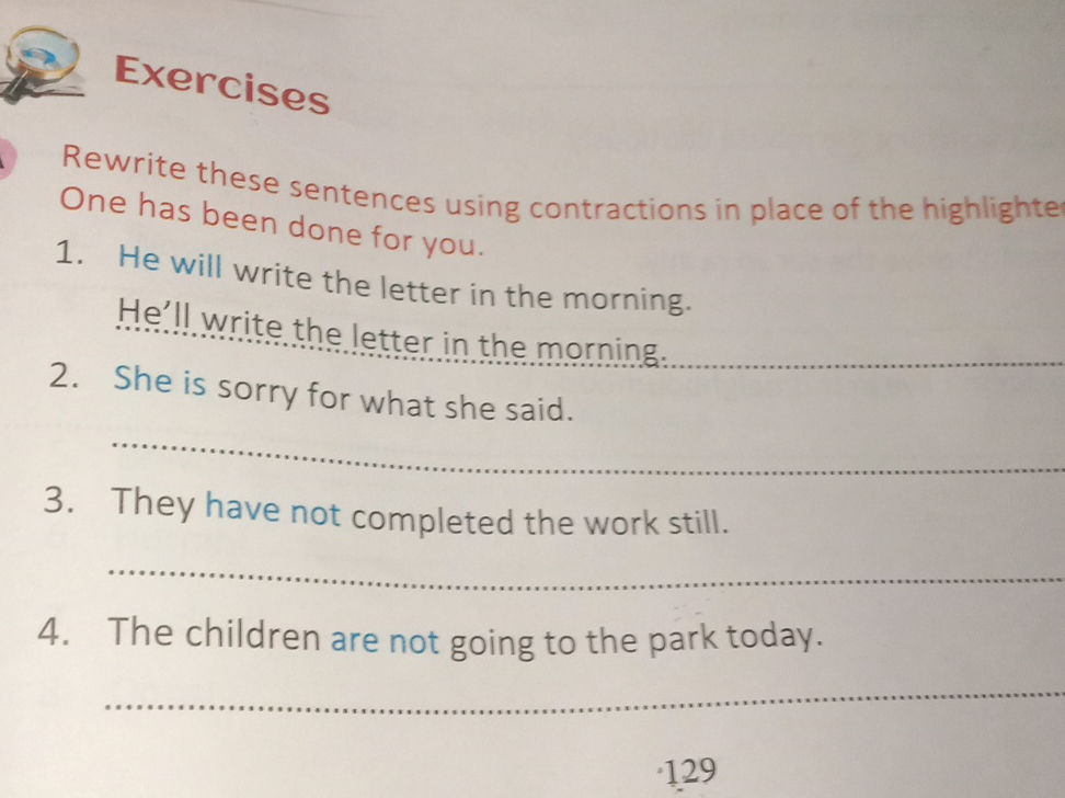 Rewrite these sentences using contractions | StudyX