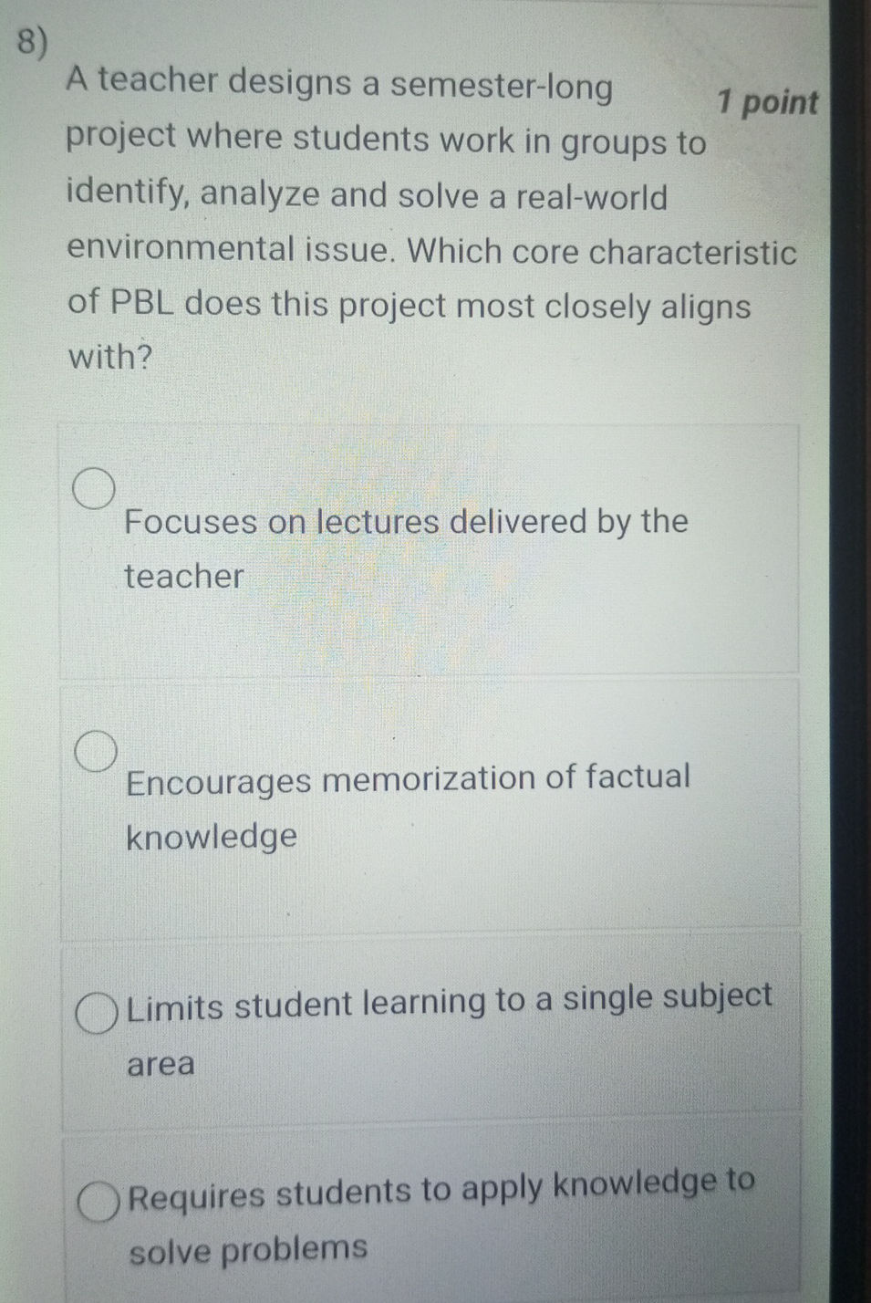 8) A teacher designs a semester-long project | StudyX