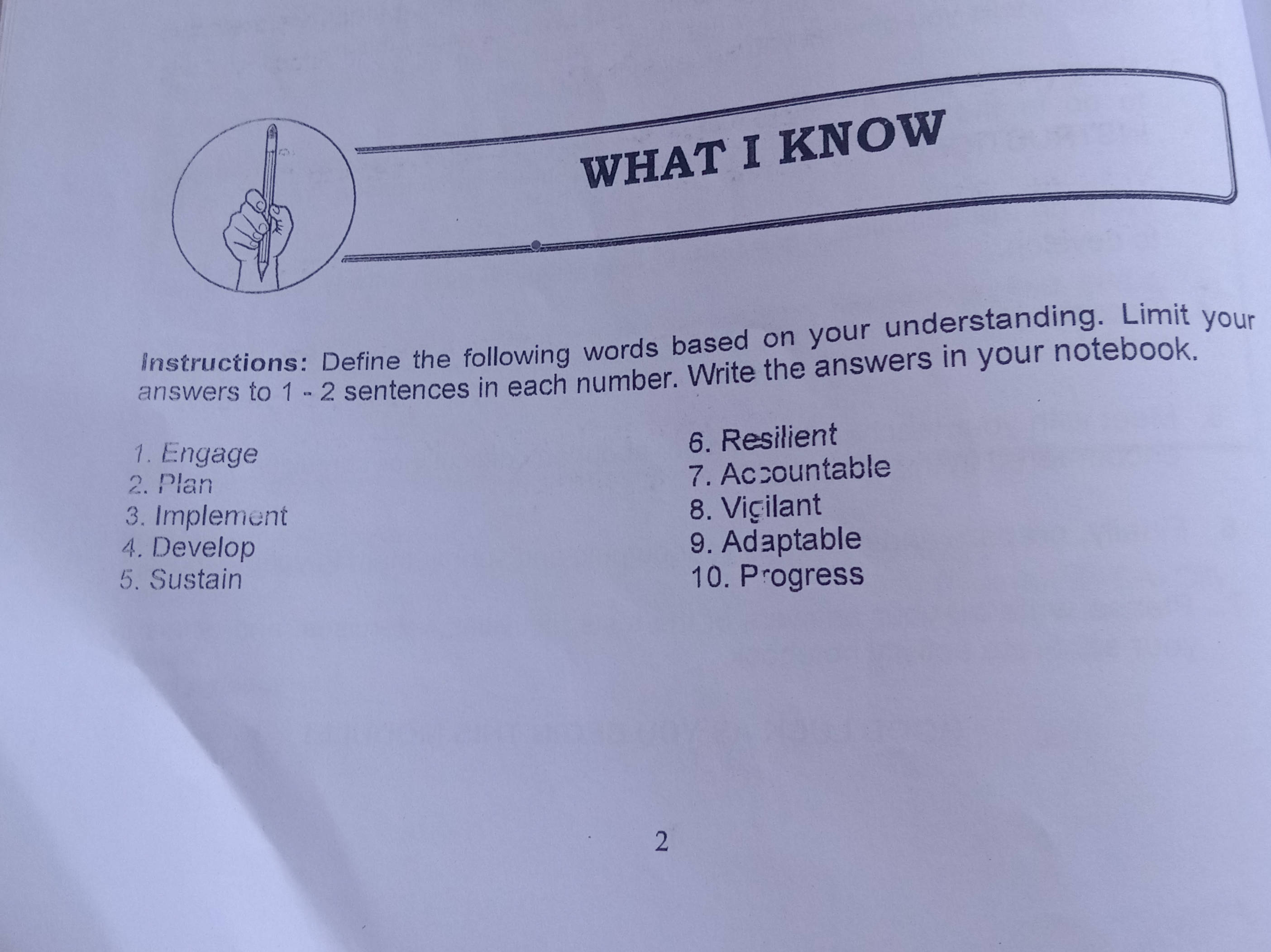 Instructions: Define the following words | StudyX