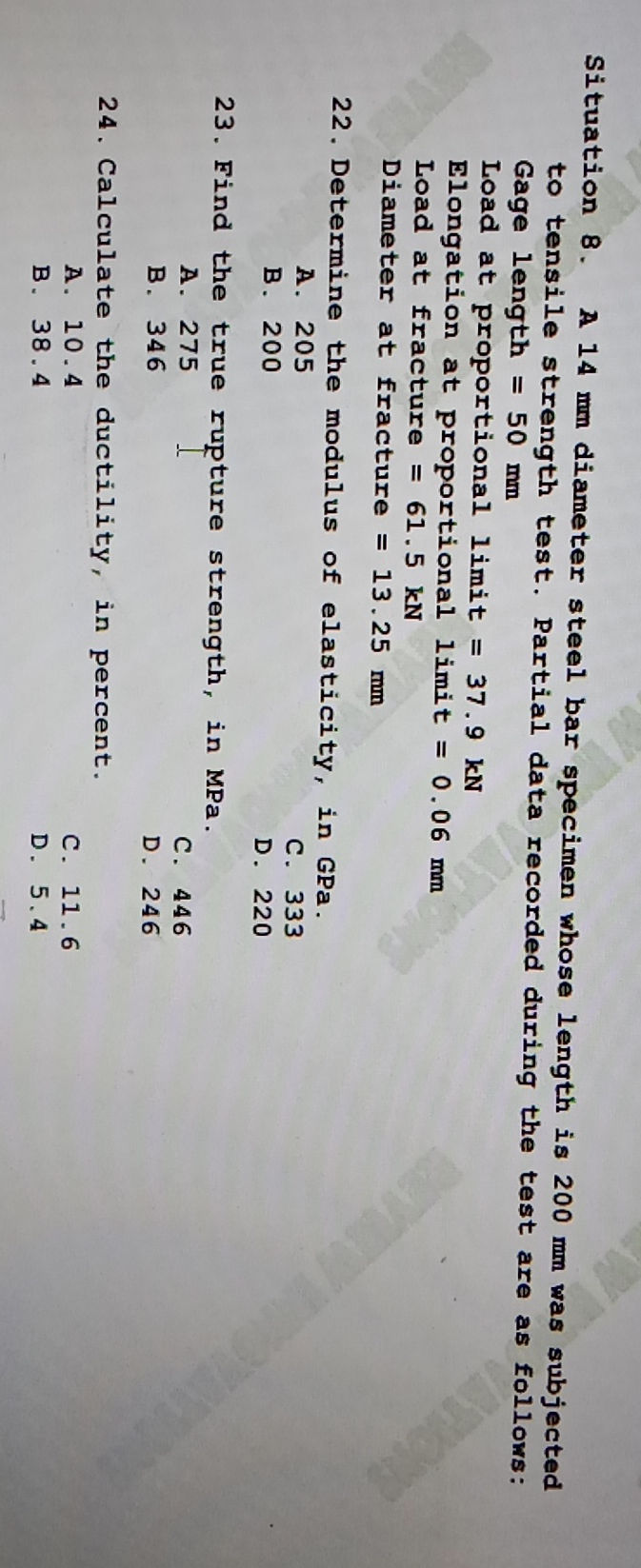 Situation 8. A 14 mm diameter steel bar | StudyX