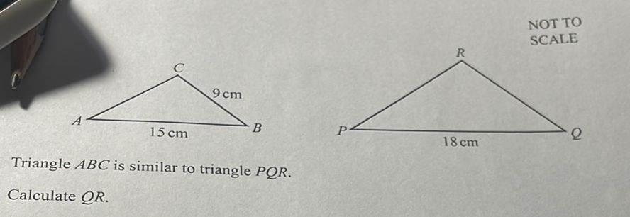 Triangle ABC is similar to triangle PQR. | StudyX