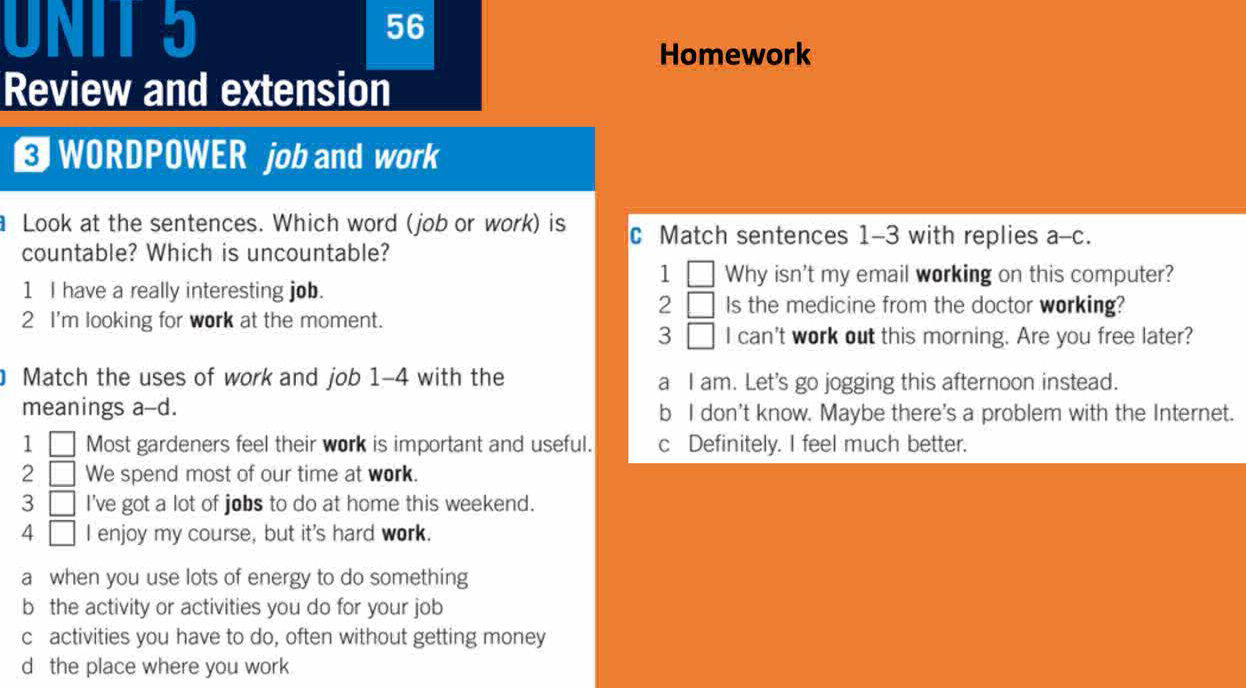 a Look at the sentences. Which word (job or | StudyX