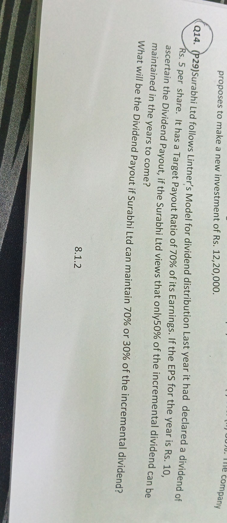 Q14. (P29) Surabhi Ltd follows Lintner's | StudyX