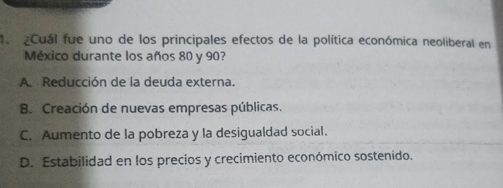 1. ¿Cuál fue uno de los principales efectos | StudyX