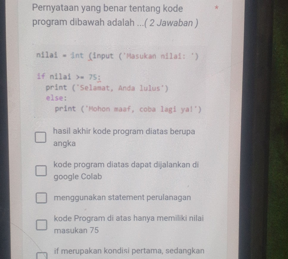 Pernyataan yang benar tentang kode program | StudyX