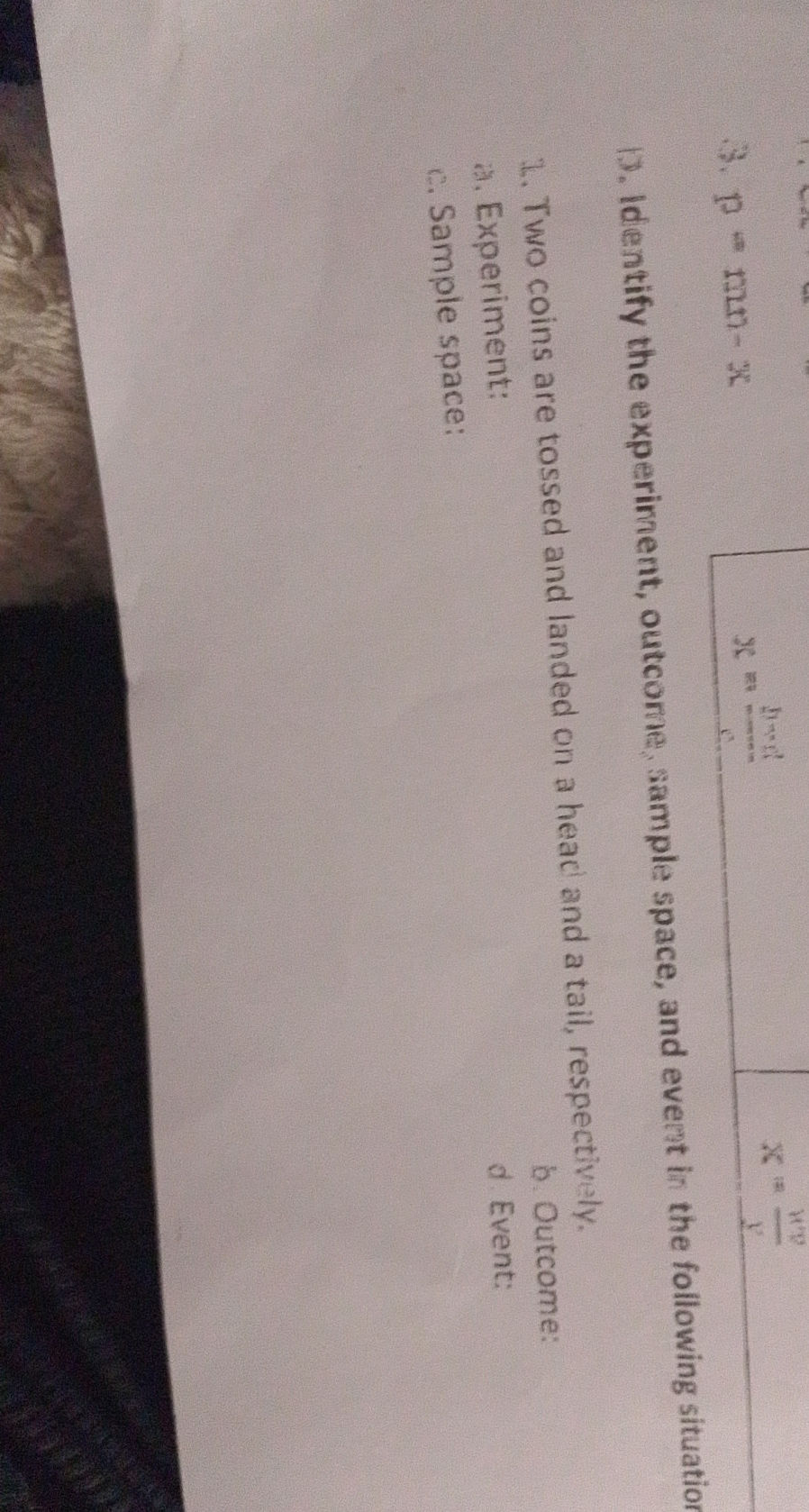13. Identify the experiment, outcome, sample | StudyX