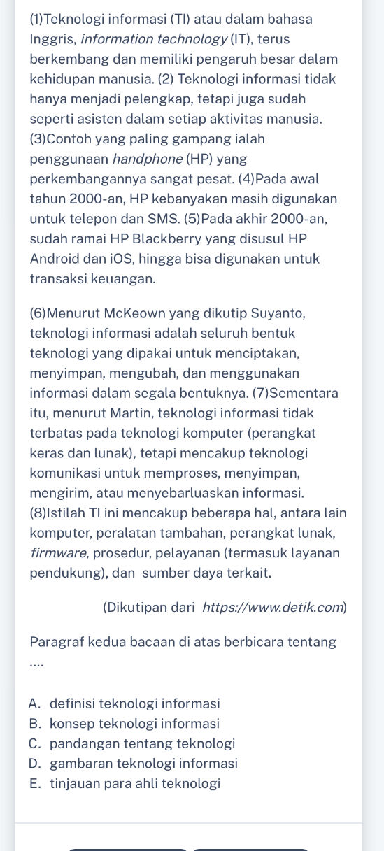 Paragraf kedua bacaan di atas berbicara | StudyX