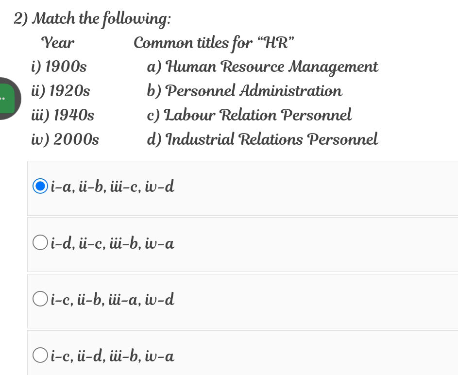2) Match the following: Year Common titles | StudyX