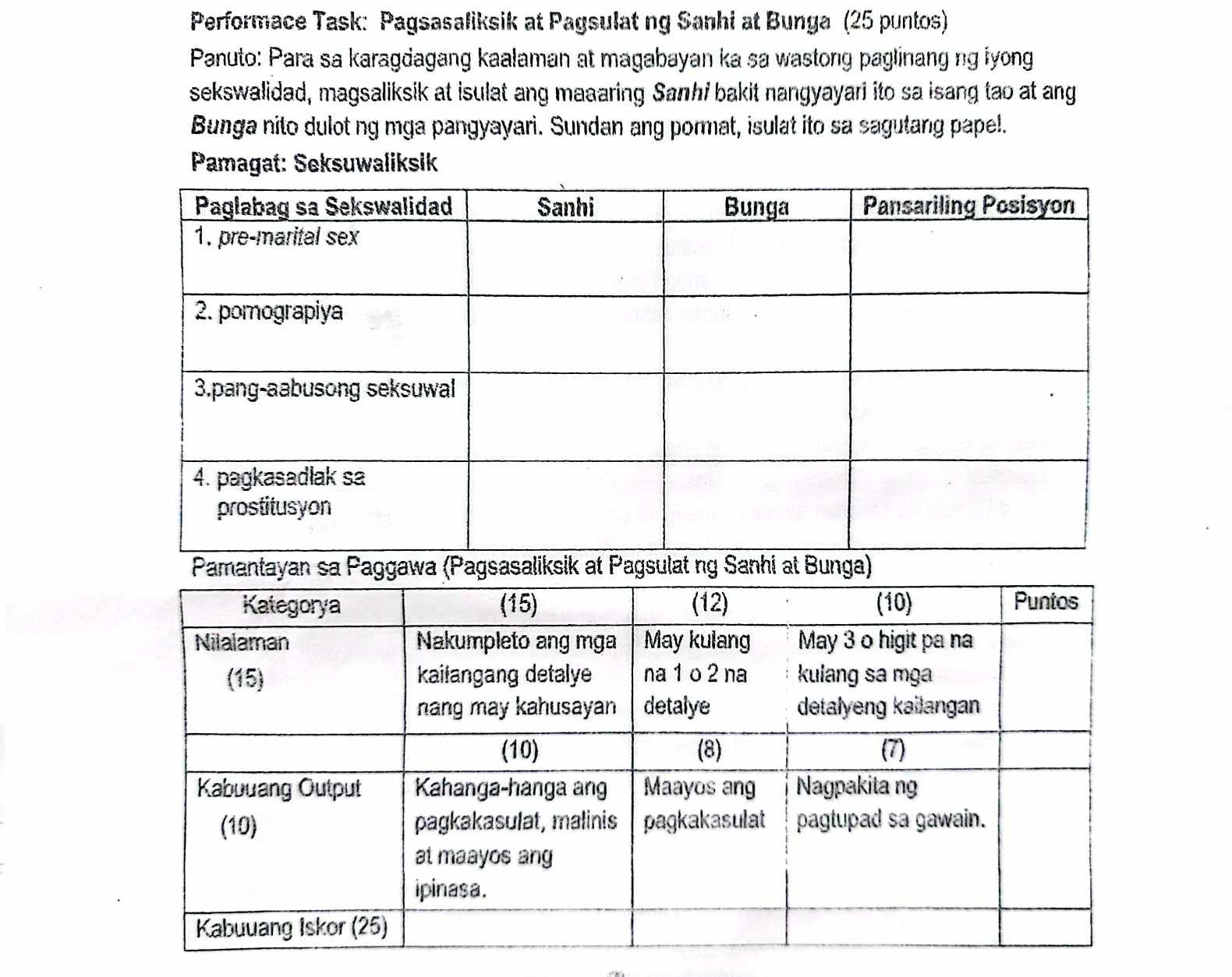 Perfomace Task: Pagsasaliksik at Pagsulat ng | StudyX