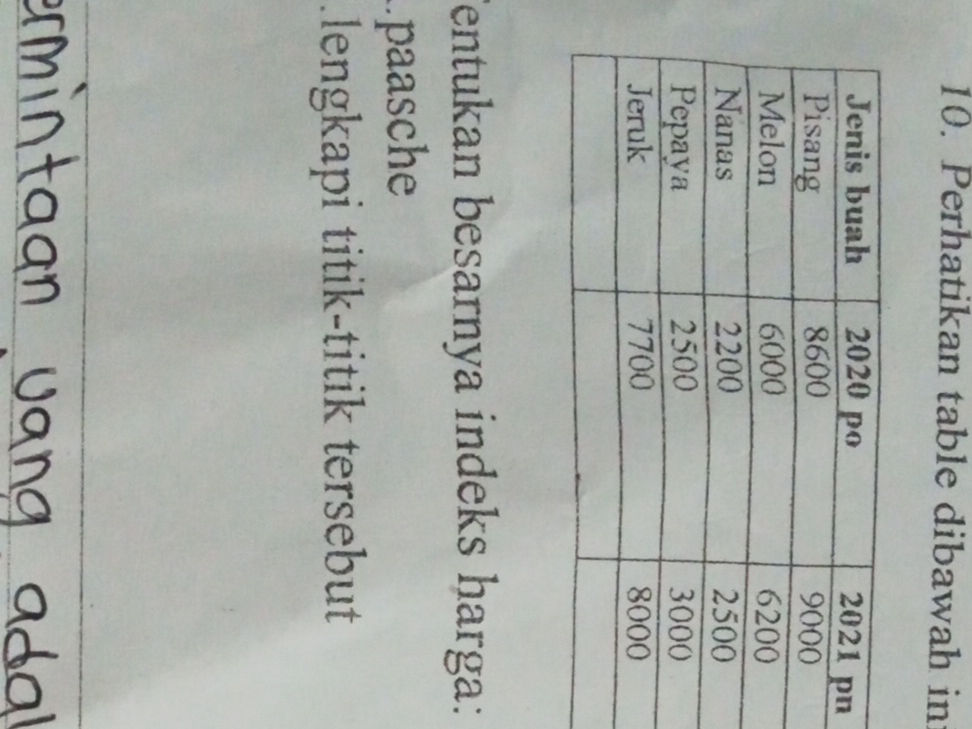 10. Perhatikan table dibawah ini | Jenis | StudyX