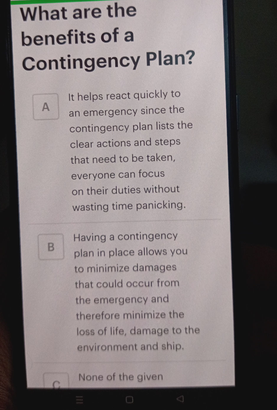 What are the benefits of a Contingency Plan? | StudyX