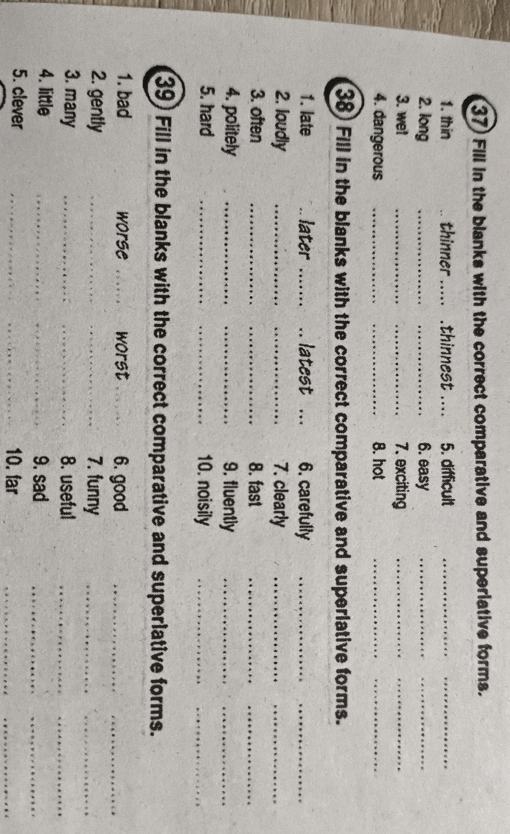 37 Fill in the blanks with the correct | StudyX