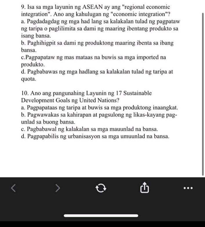 9. Isa sa mga layunin ng ASEAN ay ang | StudyX