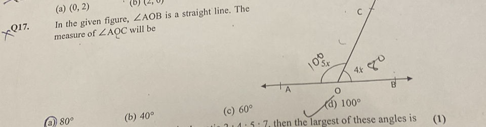In the given figure, ∠AOB is a straight | StudyX