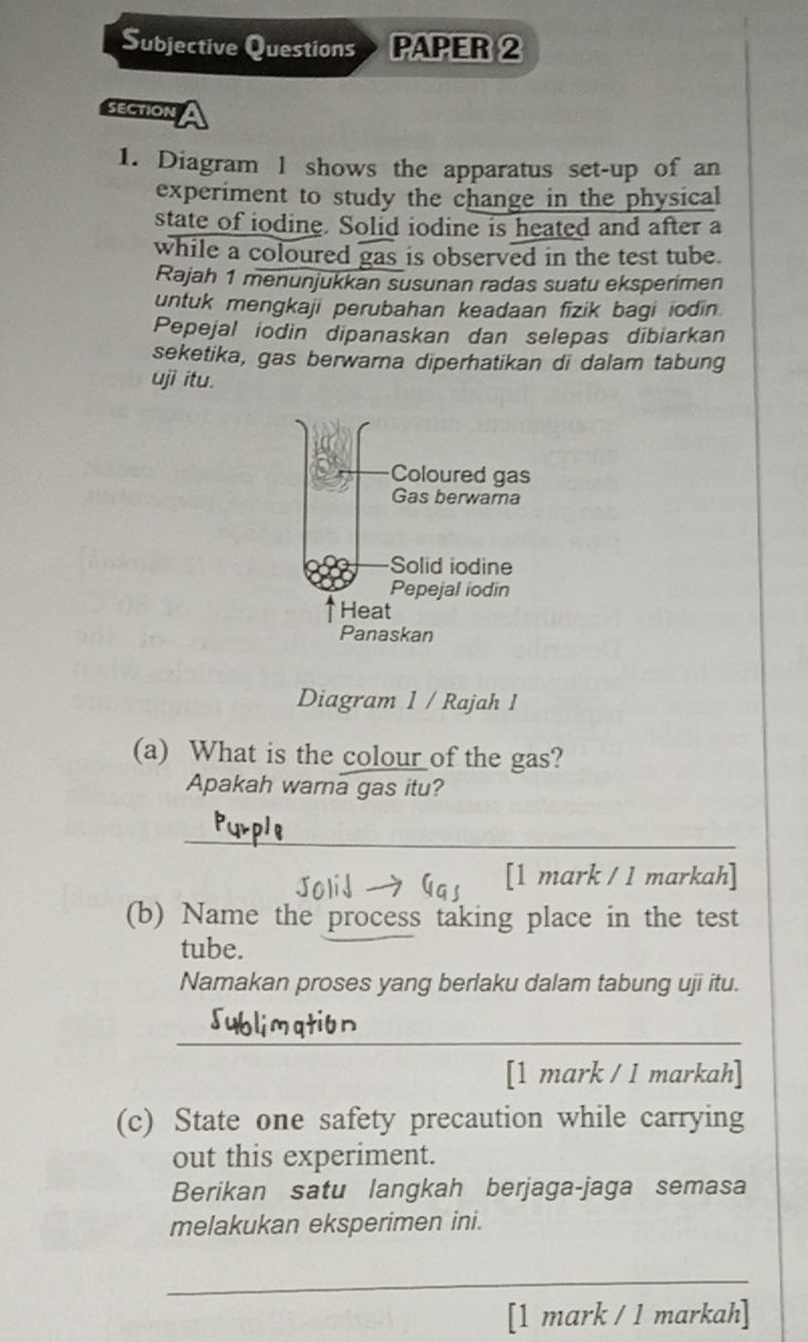1. Diagram 1 shows the apparatus set-up of | StudyX