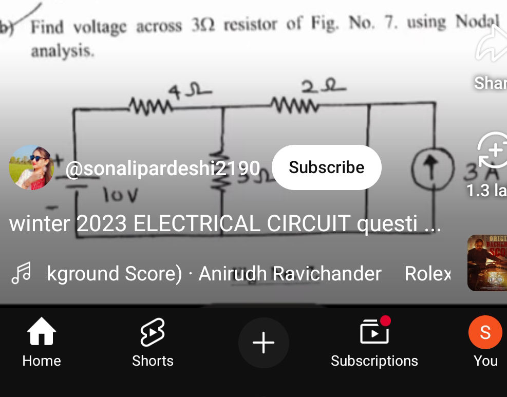 Find voltage across 3Ω resistor of Fig. No. | StudyX