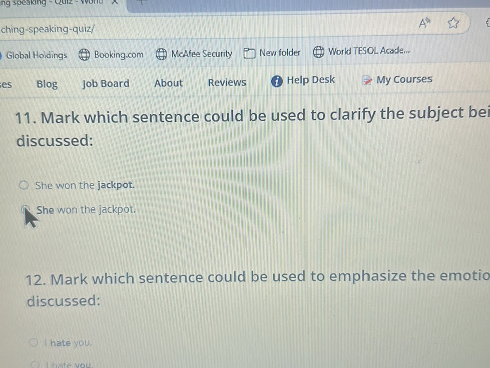 Mark which sentence could be used to clarify